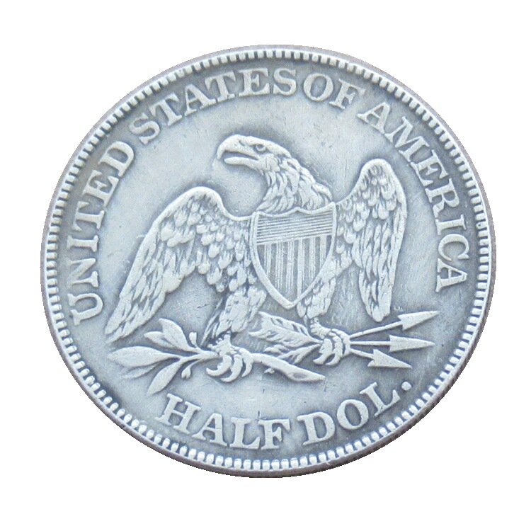 Памятная монета США в полдоллара «Орлы» 1839–1879 гг, посеребренная медь, историческая копия
