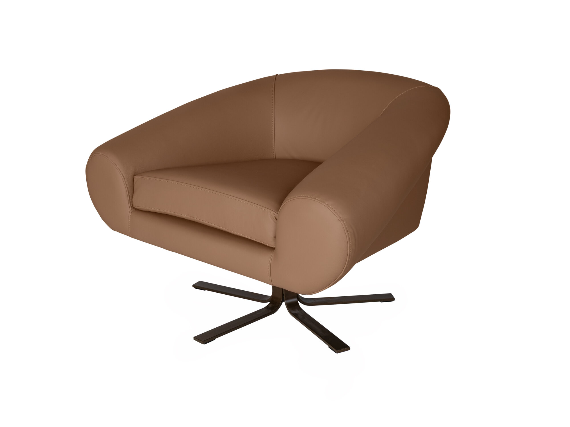 Вращающееся кресло Plat, Каркас - березовая фанера, Наполнитель - ППУ, Обивка - натуральная кожа, Основание -