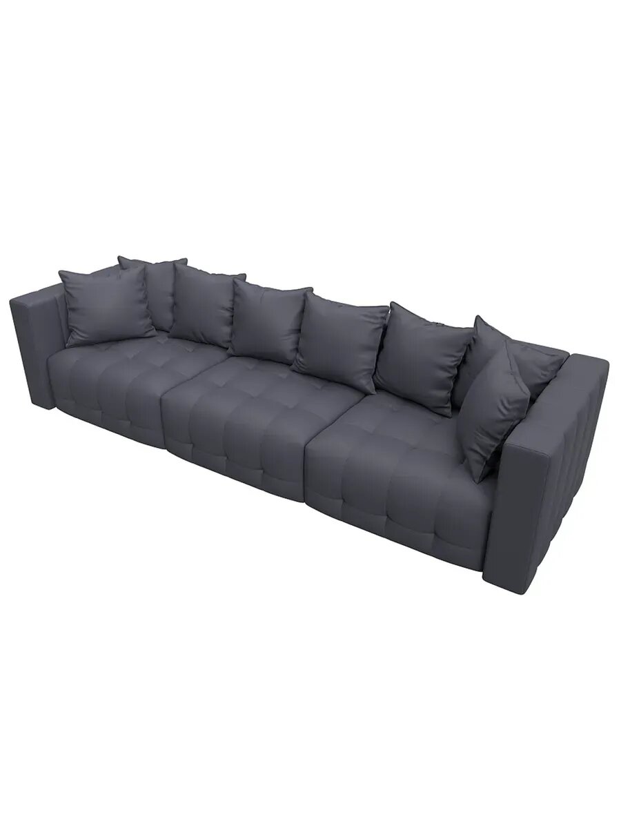 Большой прямой диван Европа, 323х91х105 см, со спальным местом и ящиком для белья, экокожа