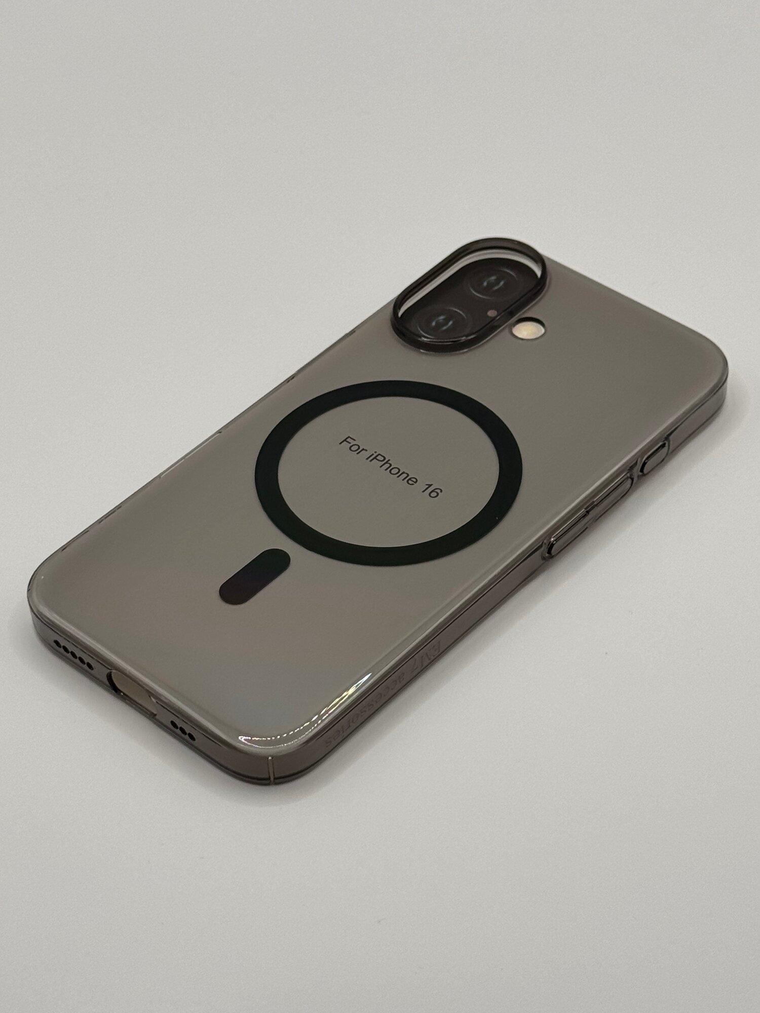 Чехол MagSafe, для iPhone 16, прозрачный, затемненный, с MagSafe, ударопрочный АБС-пластик