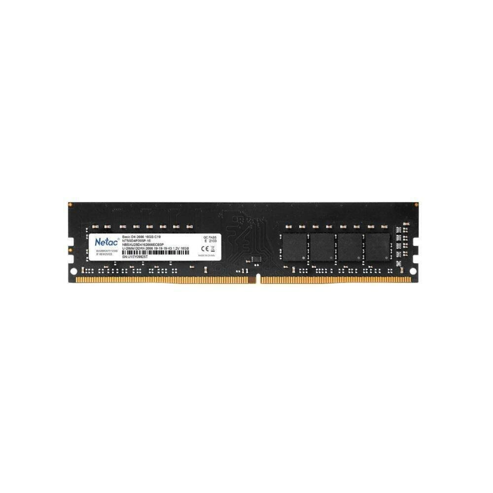 Оперативная память Netac Basic (NTBSD4P26SP-16 C19) DIMM DDR4 16ГБ - DDR4, 16ГБх1 шт, 2666 МГц, 19-19-19-43