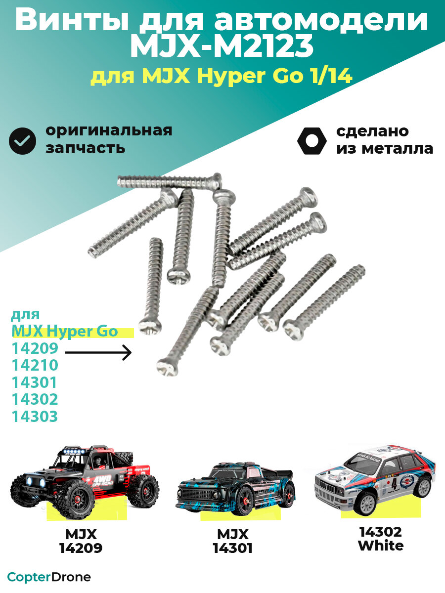 Винты с полукруглой головкой 2х12мм для автомоделей MJX 1/14, 1/16, 12шт - MJX-M2123
