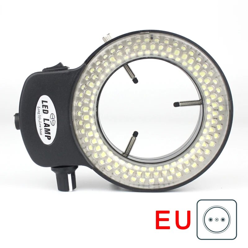 Регулируемый кольцевой светодиодный светильник 144, осветительная лампа для индустрии, стерео, тринокулярный микроскоп, видеокамера, линза, лупа 110 В, 220 В, 144LED EU plug