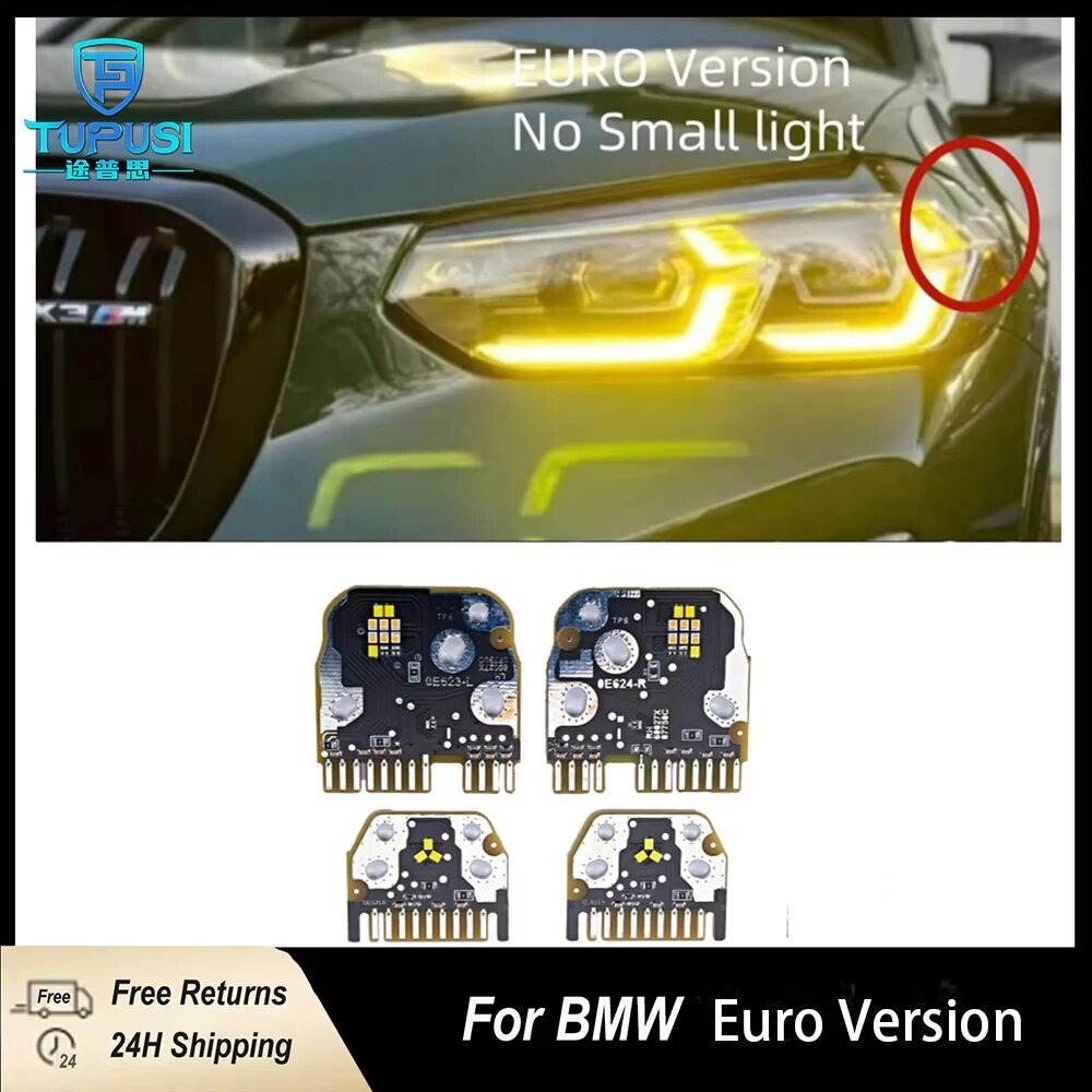 Светодиодные фары желтого цвета DRL для BMW Car X3 X4 X3M X4M IX3 G01 G08 F97 F98 2022-2023 Светодиодные дневные ходовые огни Euro Version 4PCS