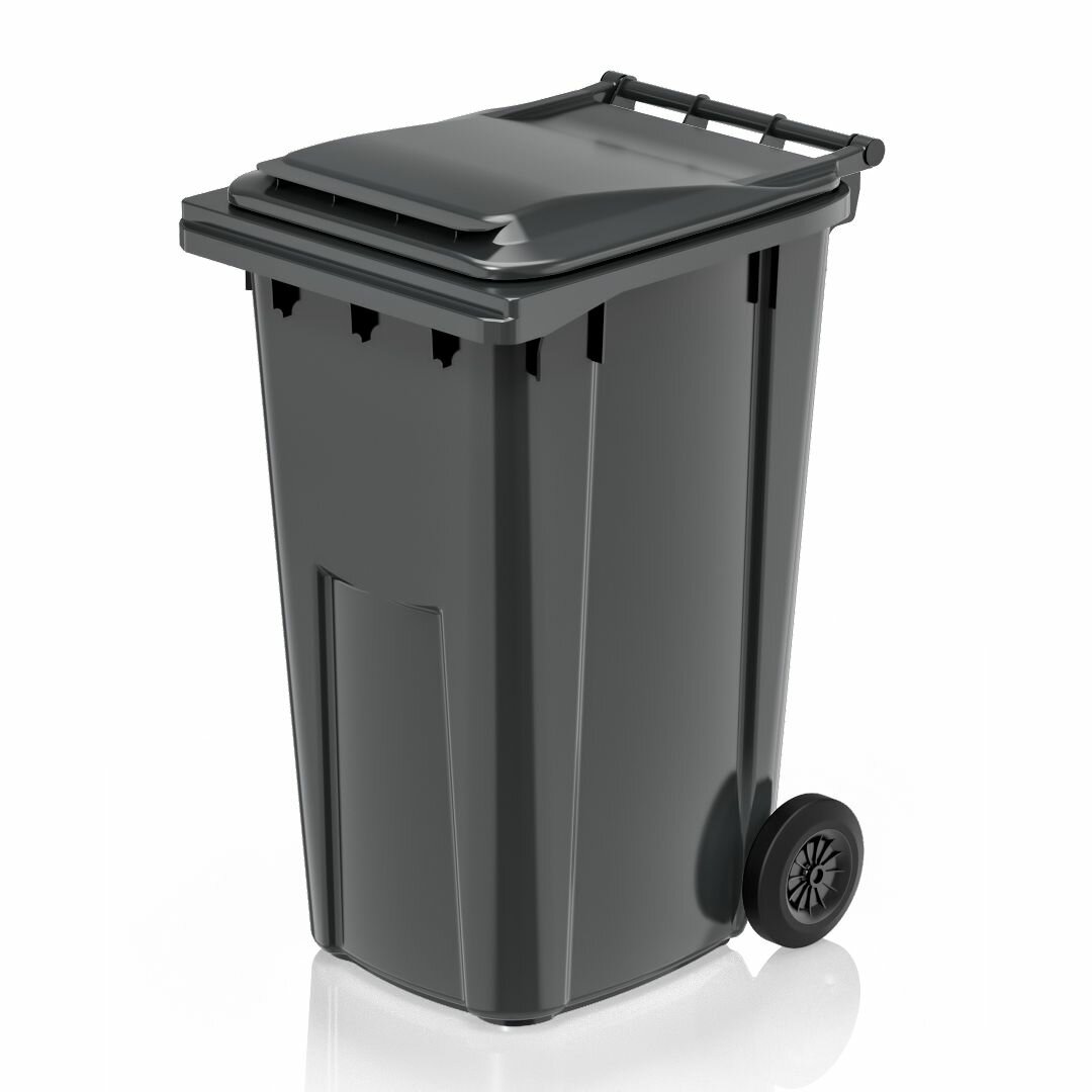 Мусорный бак, мусорный контейнер с крышкой, на колесах 240 л серый
