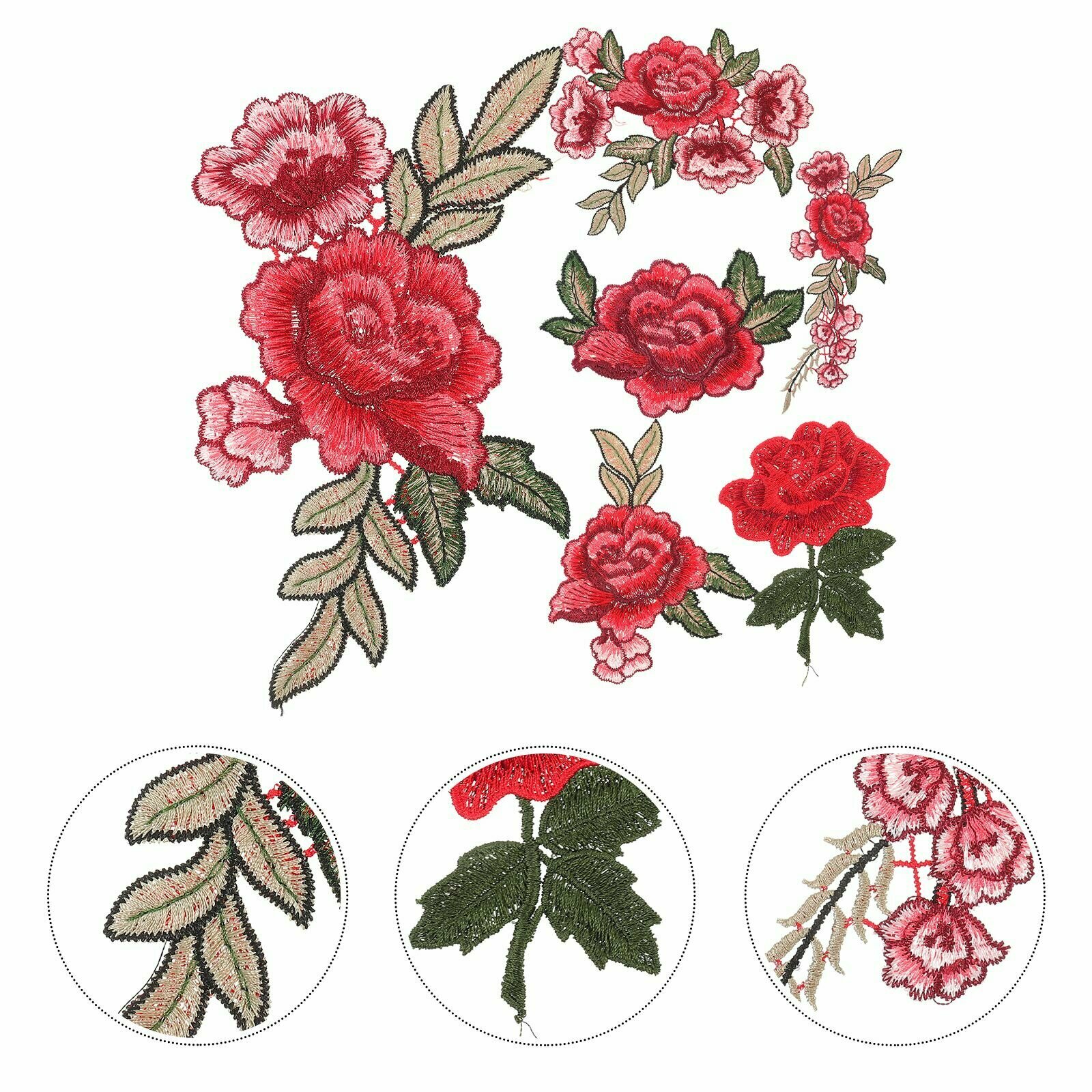 13 Штук Вышитых Патчей, Красные Цветы, Для Декорирования Одежды