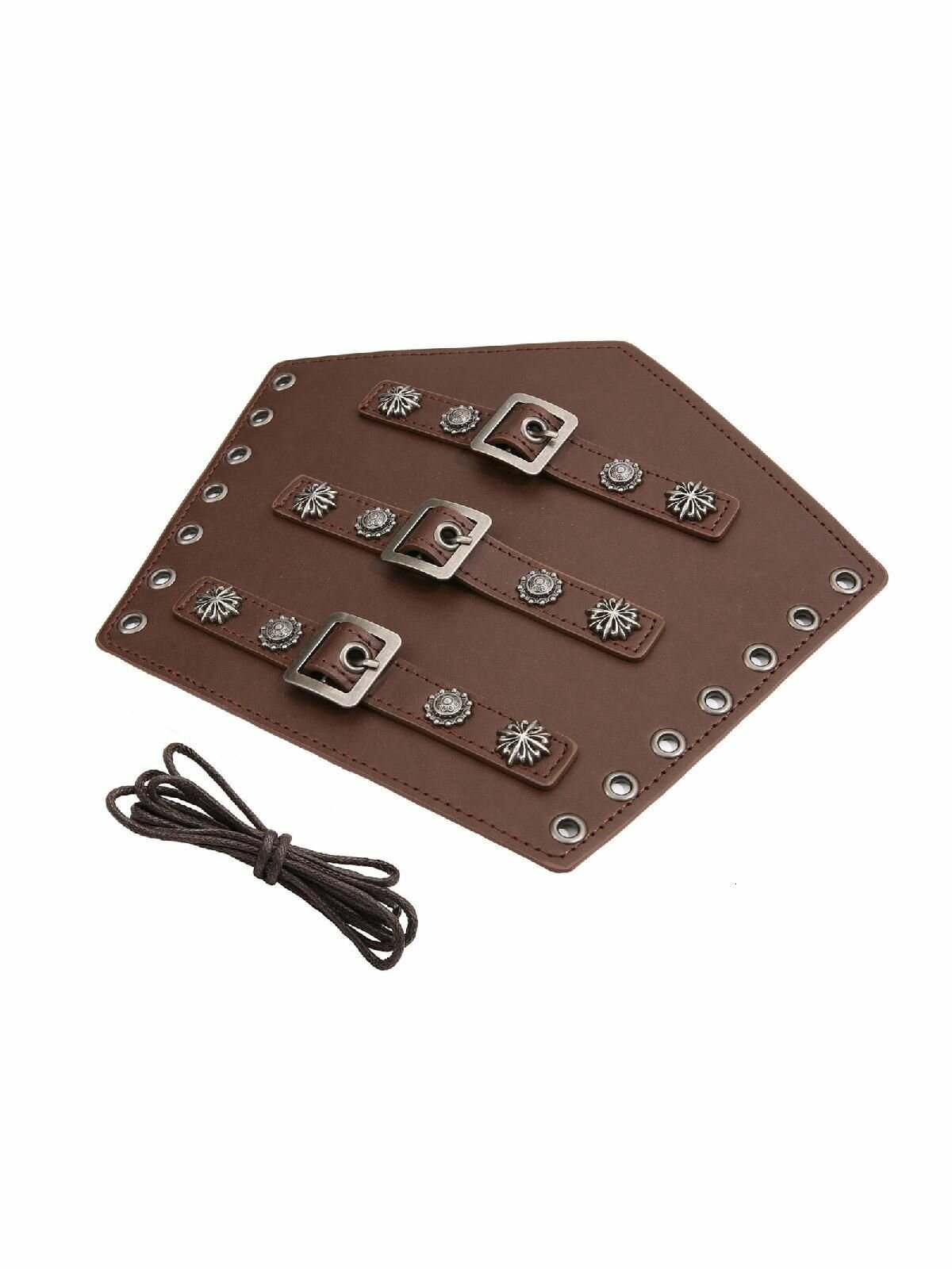 Регулируемые наручи для велосипеда, винтажные, для косплея рыцаря, с металлическими отверстиями, Темно - коричневый