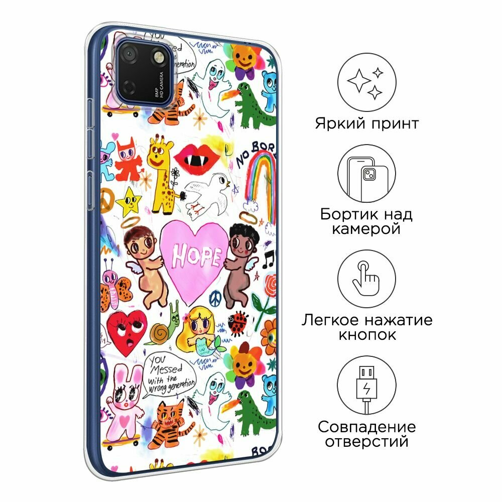 Чехол на Honor 9S/Huawei Y5p / Хонор 9S/Хуавей Y5p с принтом "Милые рисунки" — фото 1