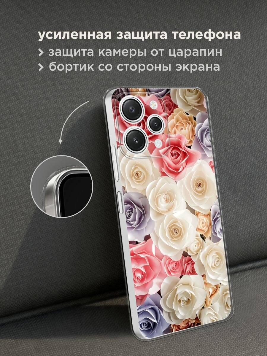 Чехол на Xiaomi Redmi 12 / Сяоми Редми 12 с принтом "Пастельные розы" — фото 1