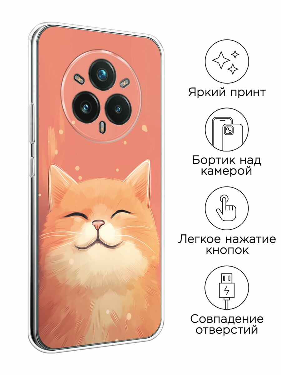 Чехол на Realme 14 Pro / Реалми 14 Про с принтом "Довольный рыжий котик" — фото 1