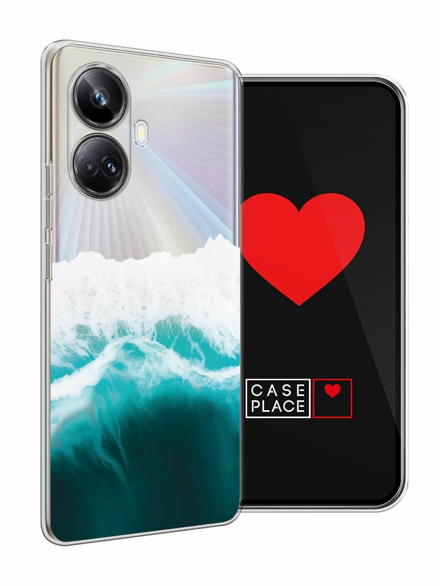 Чехол на Realme 10 Pro+ / Реалми 10 Про+ с принтом "Большая волна", прозрачный — фото 1