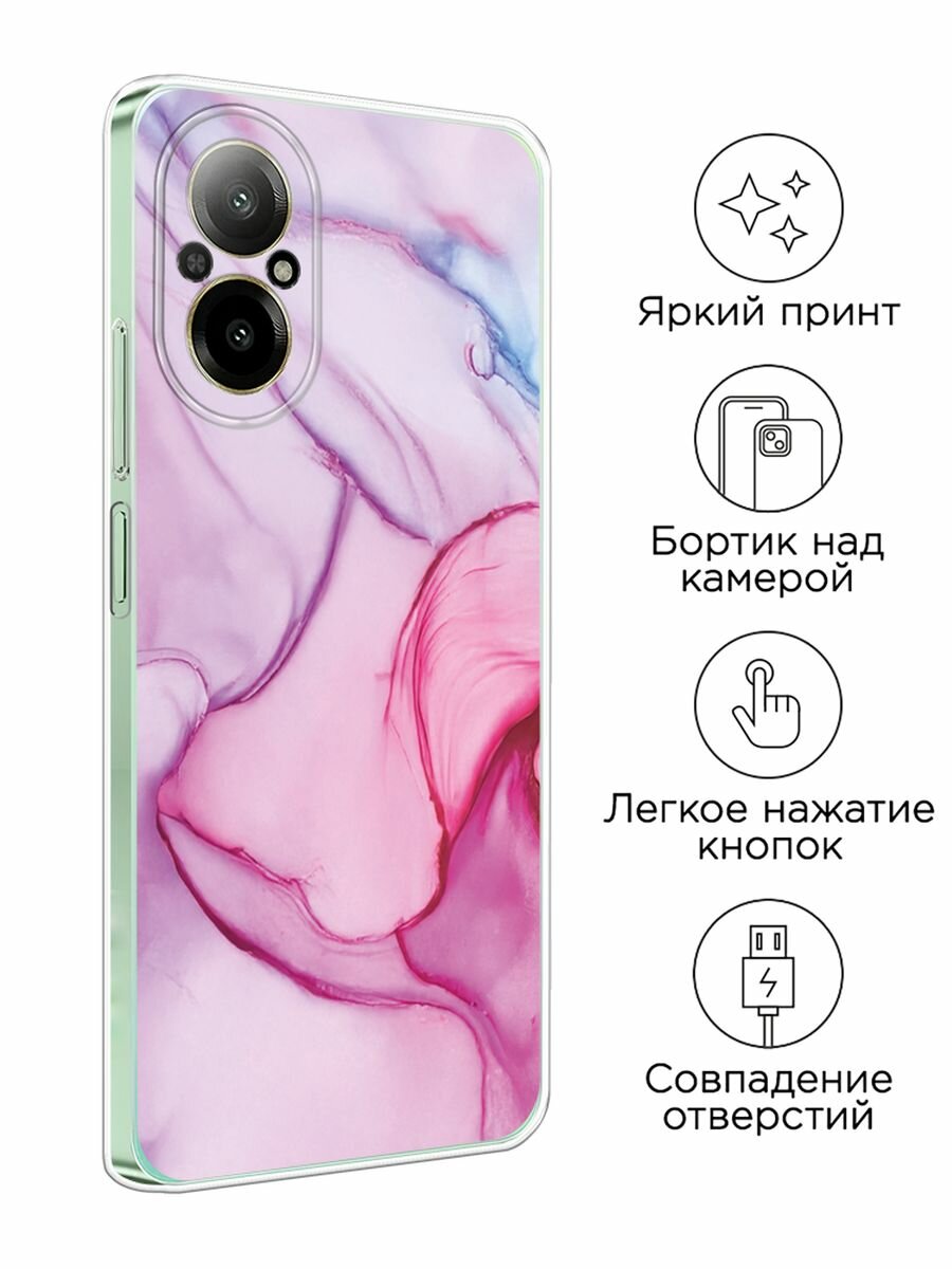 Чехол на Realme C67 4G / Реалми C67 4G с принтом "Розовые мраморные разводы" — фото 1