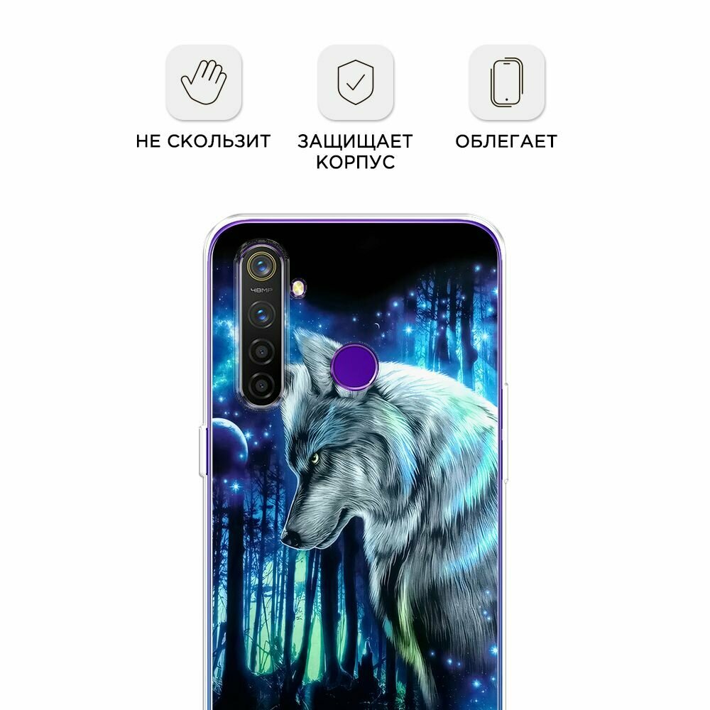 Чехол на Realme 5 Pro / Реалми 5 Про с принтом "Сказочный волк" — фото 1