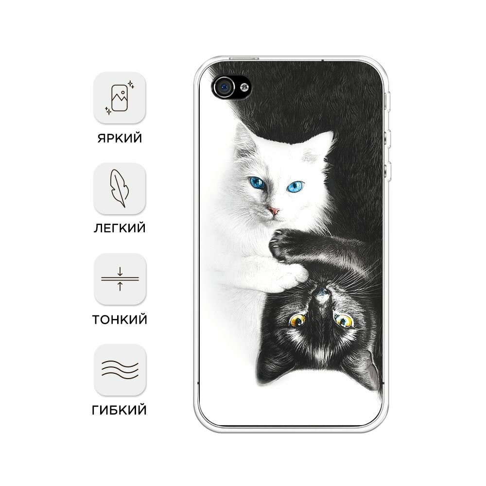Чехол на Apple iPhone 4/4S / Айфон 4/4S с принтом "Коты Инь-Янь" — фото 1