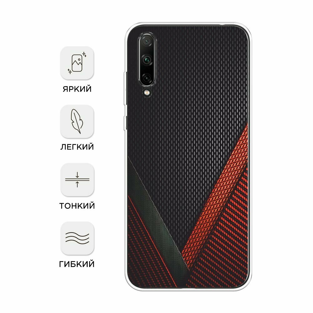 Силиконовый чехол на Honor 30i / Хонор 30i с принтом "Красный карбон" — фото 1