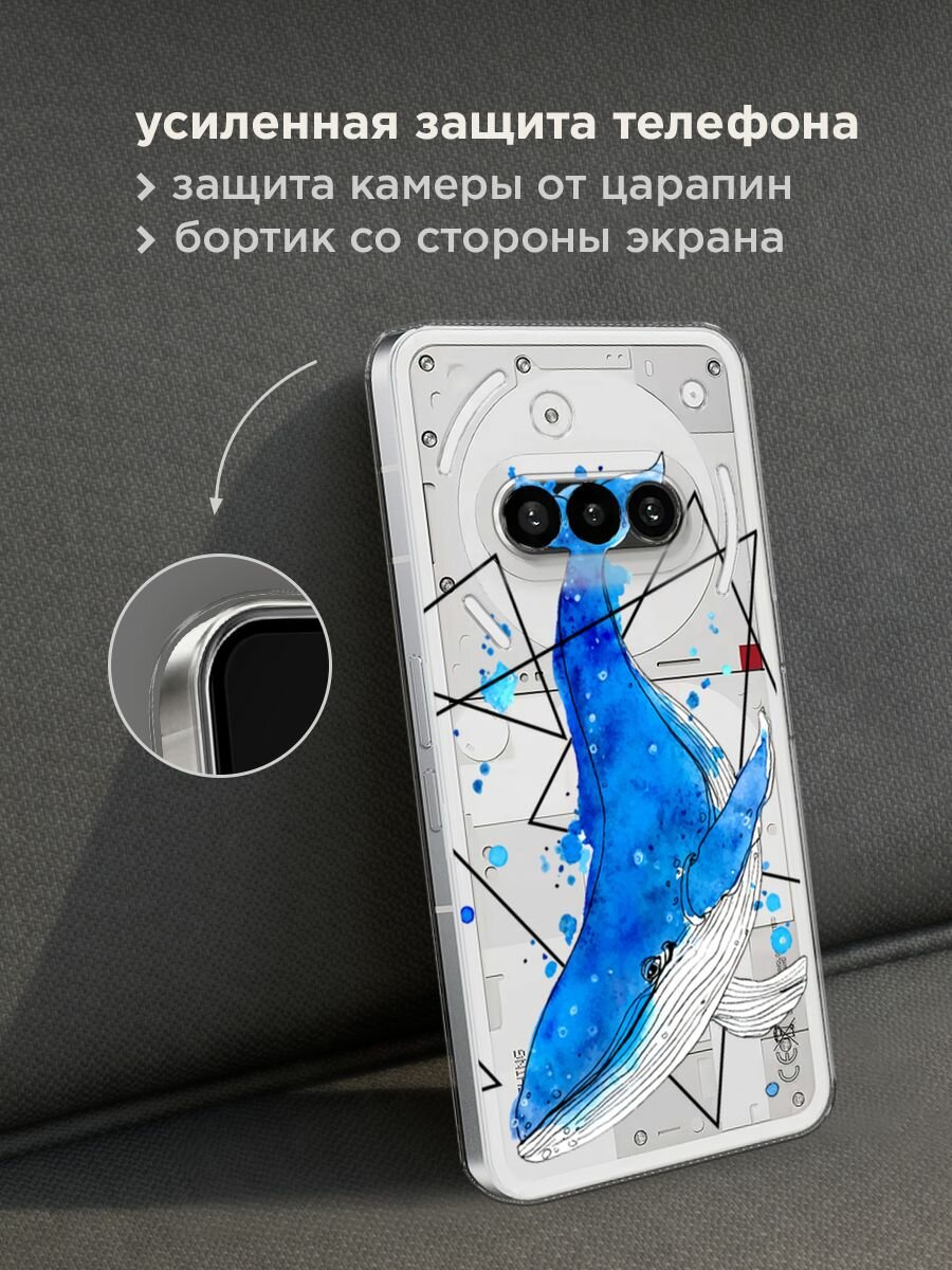 Чехол на Nothing Phone 3a / Нотинг Фон 3а с принтом "Кит графика", прозрачный — фото 1