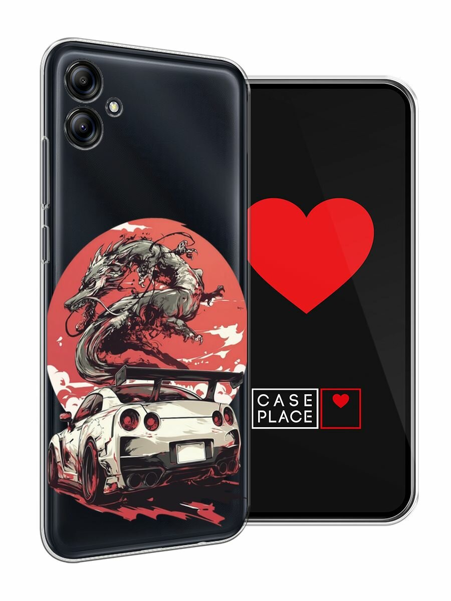 Чехол на Samsung Galaxy A04e / Самсунг A04e с принтом "Car and dragon", прозрачный — фото 1