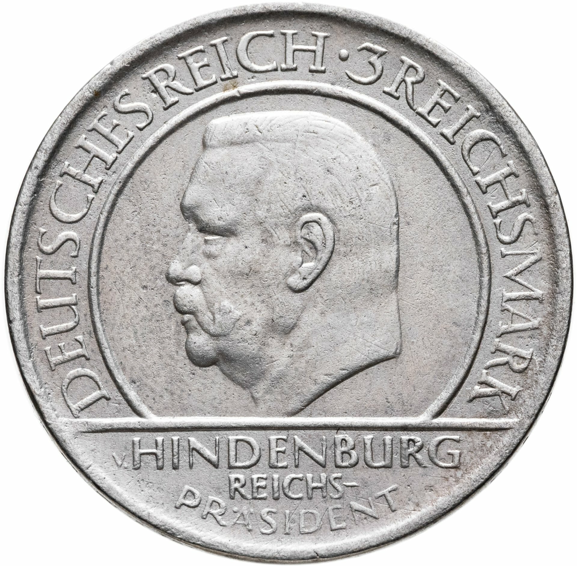 Германия 3 рейхсмарки reichsmark 1929 A 10 лет Веймарской конституции / Клятва / Гинденбург знак монетного двора "A" — Берлин, Серебро 500, в сохранности XF
