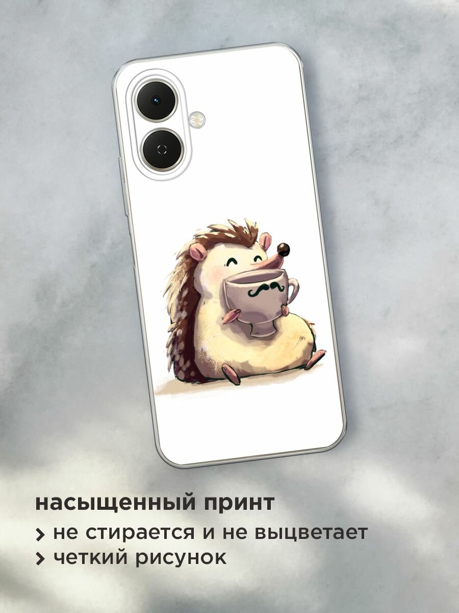 Чехол на Tecno Spark Go 2 / Текно Спарк Го 2 с принтом "Еж кофеман" — фото 1