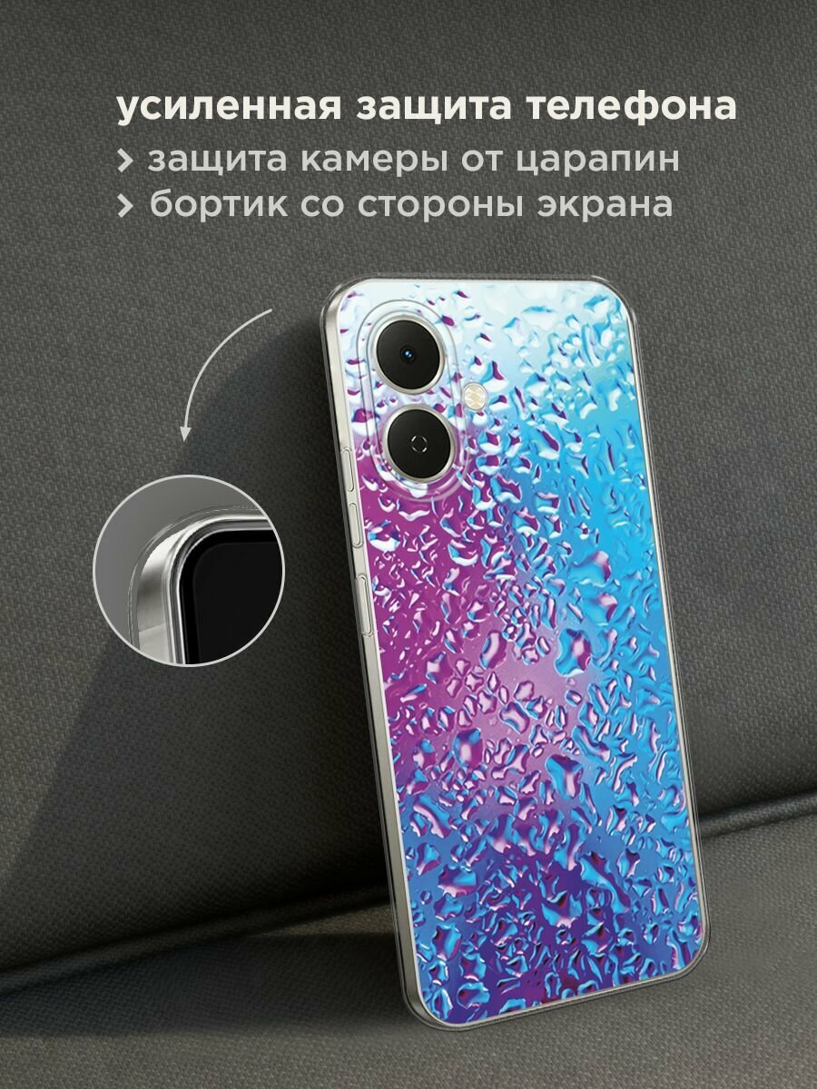 Чехол на Tecno Spark Go 2 / Текно Спарк Го 2 с принтом "Капли на стекле" — фото 1