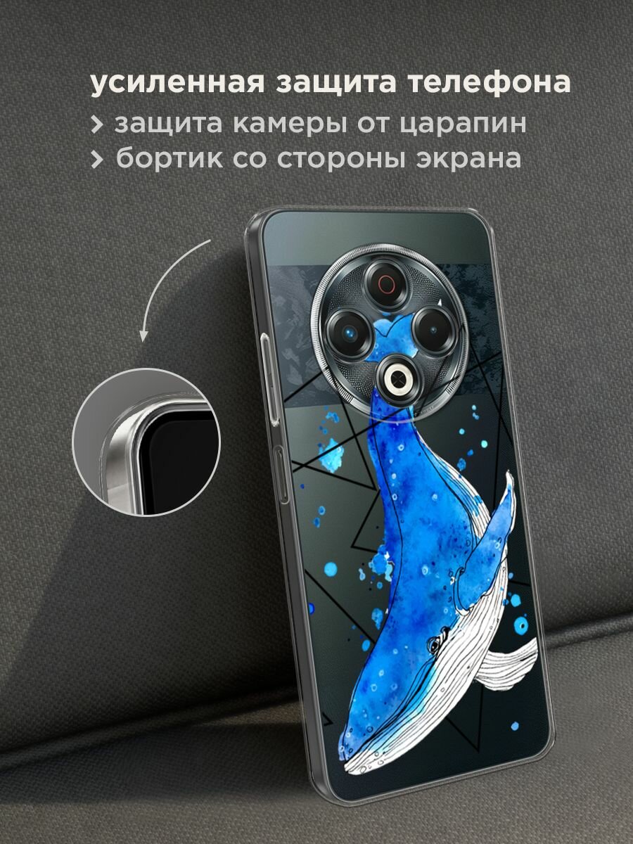 Чехол на Tecno Spark 30 / Текно Спарк 30 с принтом "Кит графика", прозрачный — фото 1