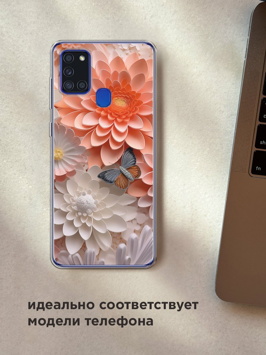 Чехол на Samsung Galaxy A21s / Самсунг Галакси A21s с принтом "Бумажные цветы" — фото 1