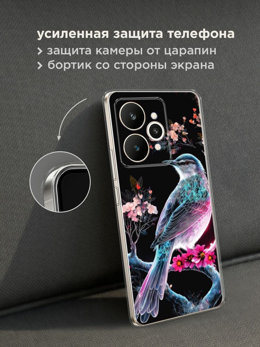 Чехол на Realme 15 / Реалми 15 с принтом "Птица на цветущем дереве" — фото 1