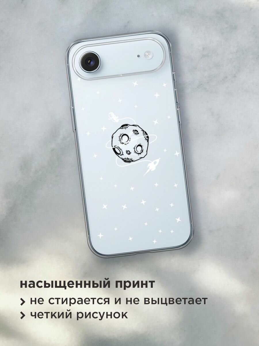 Чехол на Apple iPhone Air / Айфон Айр с принтом "Полет вокруг луны", прозрачный — фото 1