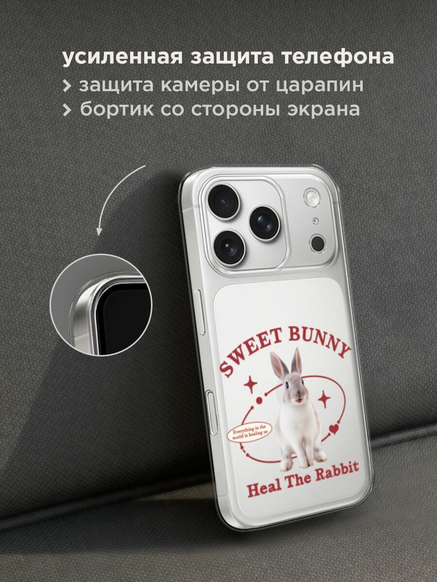 Чехол на Apple iPhone 17 Pro / Айфон 17 Про с принтом "Heal the rabbit", прозрачный — фото 1