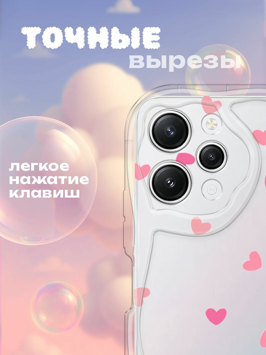 Чехол на Xiaomi Redmi 12 / Редми 12 с принтом Паттерн разные срдечки — фото 1