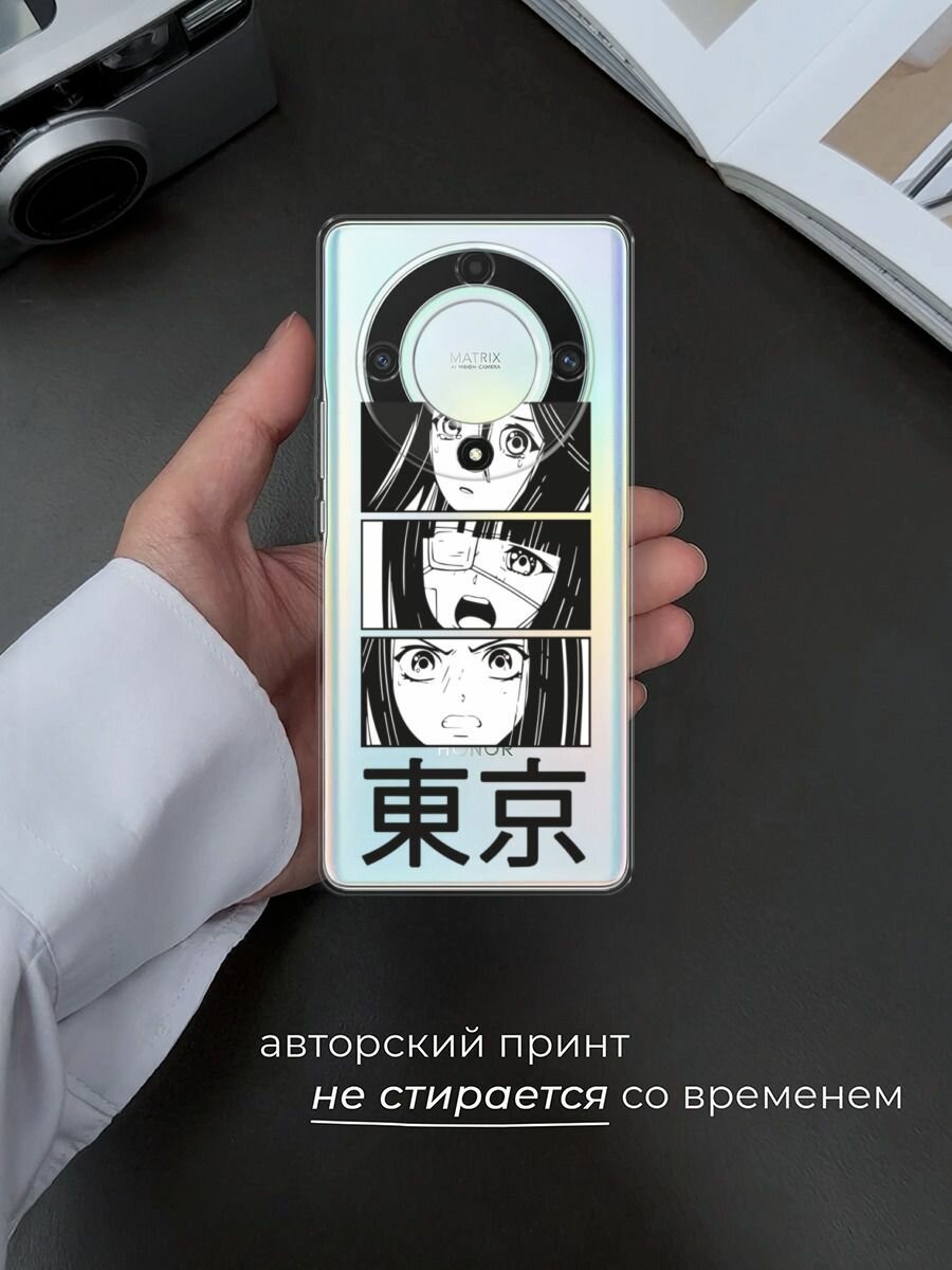 Чехол на Honor X9A / Хонор X9A с принтом "Tokyo girls", прозрачный — фото 1