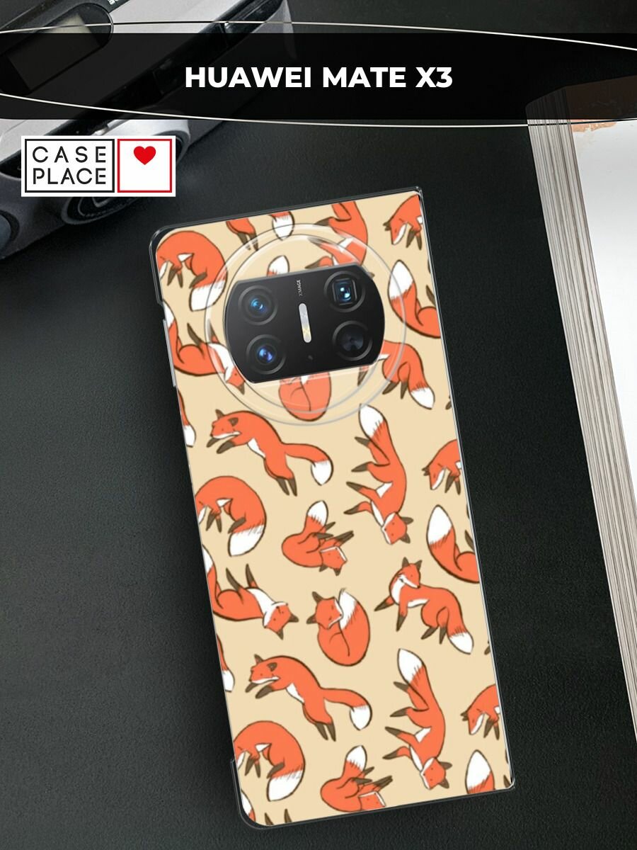 Чехол на Huawei Mate X3 / Хуавей Мейт X3 С с принтом "Лисички фон"
