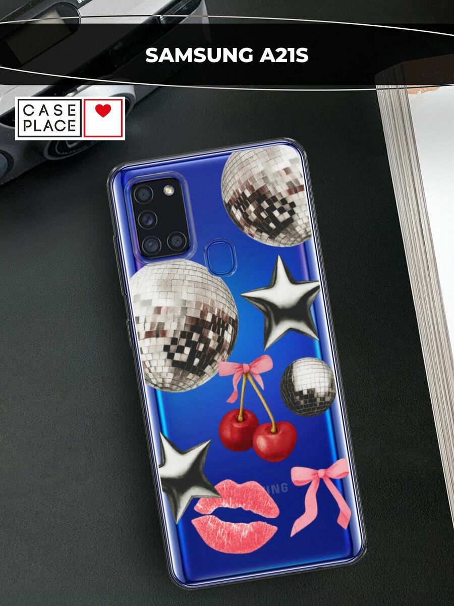 Чехол на Samsung Galaxy A21s / Самсунг Галакси A21s с принтом "Стильная подборка", прозрачный