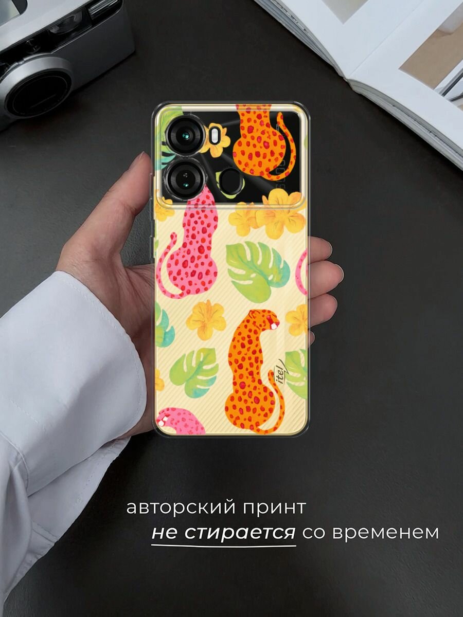 Чехол на Itel P40 / Ител P40 с принтом "Экзотика", прозрачный — фото 1