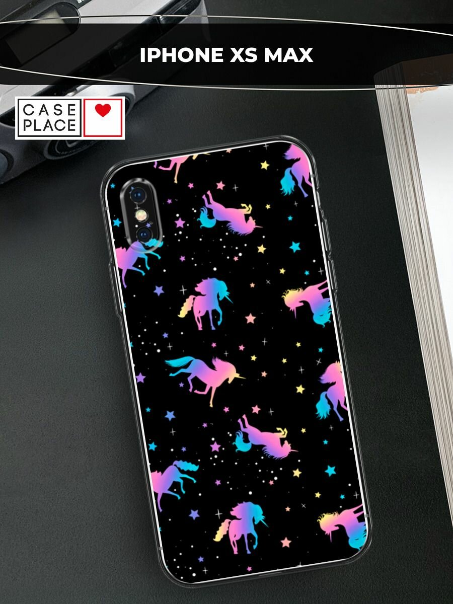 Чехол на Apple iPhone XS Max / Айфон XS Max с принтом "Единороги градиент"