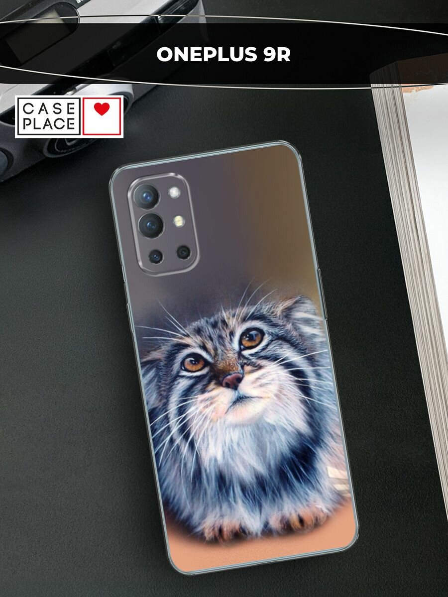 Силиконовый чехол на OnePlus 9R / ВанПлас 9R с принтом "Кот манул 2"