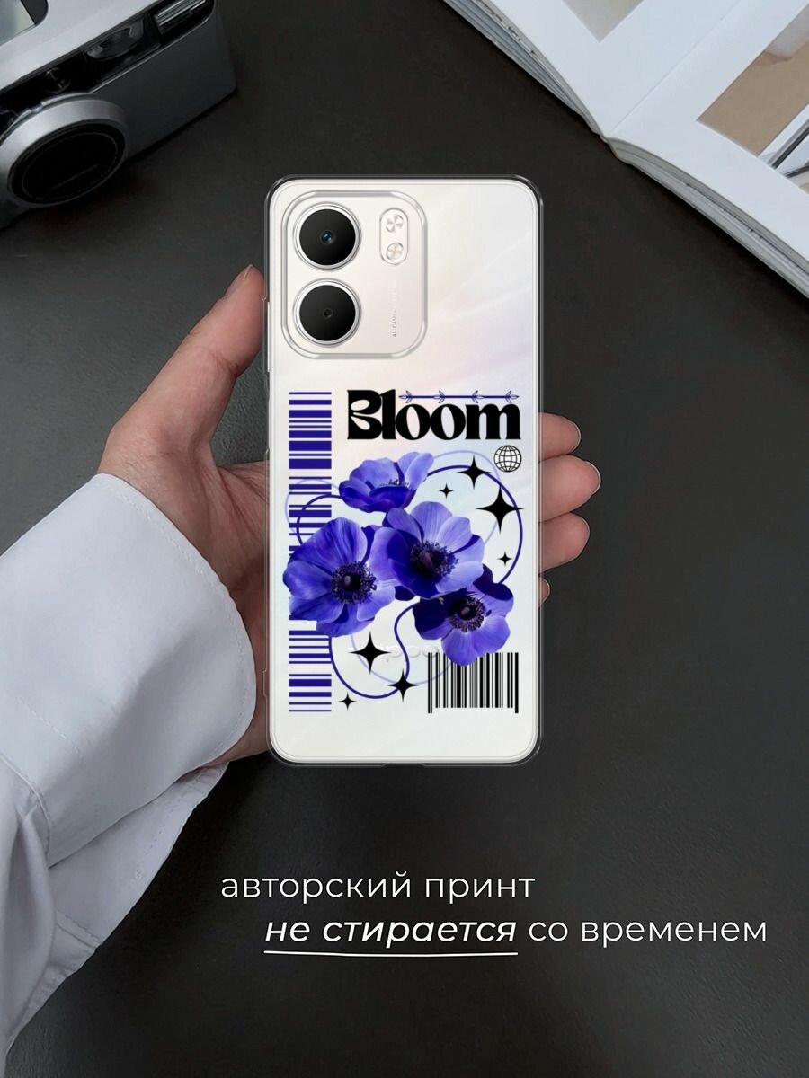 Чехол на Oppo A5x / Оппо А5x с принтом "Завораживающие анемоны", прозрачный — фото 1