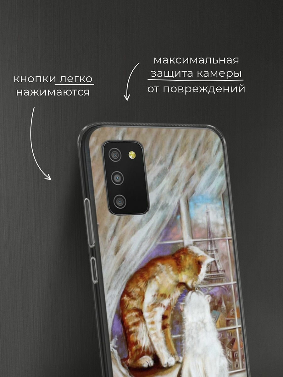 Чехол на Samsung Galaxy A02s / Самсунг Галакси A02s с принтом "Влюбленные котики 1" — фото 1