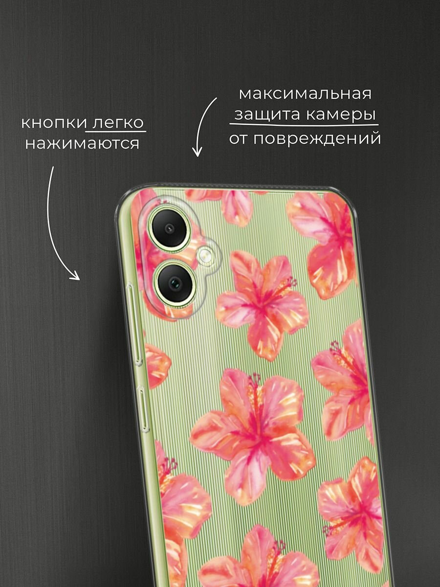 Чехол на Samsung Galaxy A05 / Самсунг Галакси A05 с принтом "Pink flowers" — фото 1