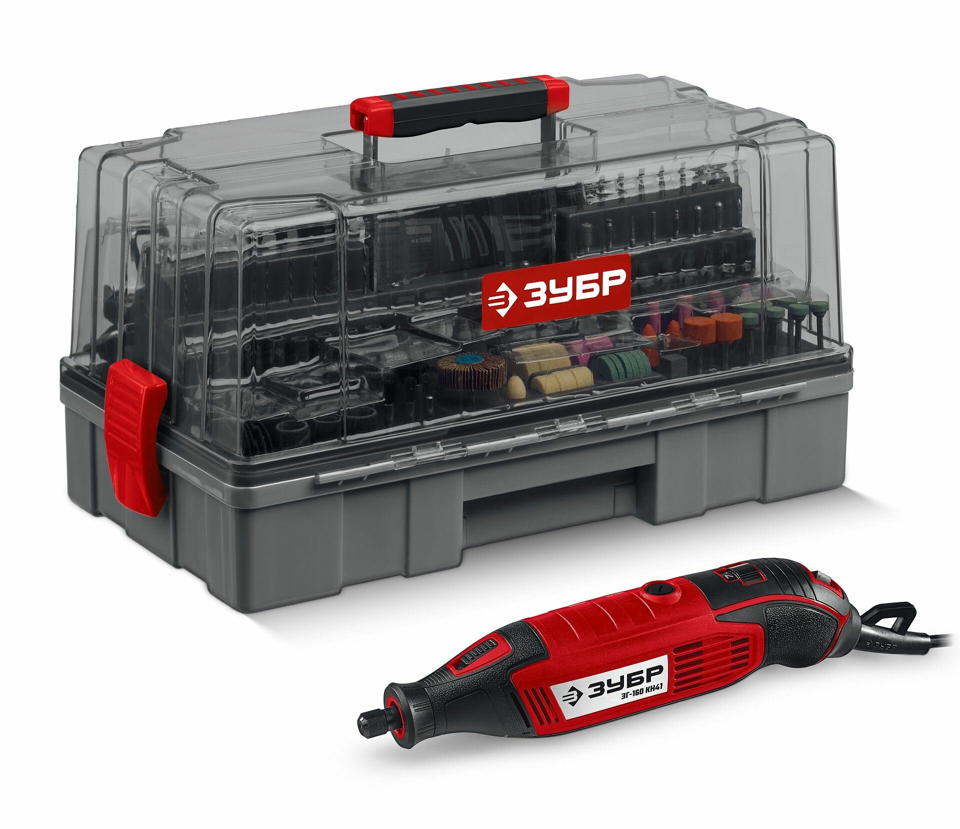 Набор мини-насадок с гравером ЗУБР 245 предметов, 160 Вт (ЗГ-160-H245)