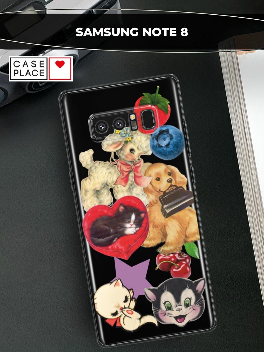 Чехол на Samsung Galaxy Note 8 / Самсунг Галакси Нот 8 с принтом "Милые стикеры", прозрачный