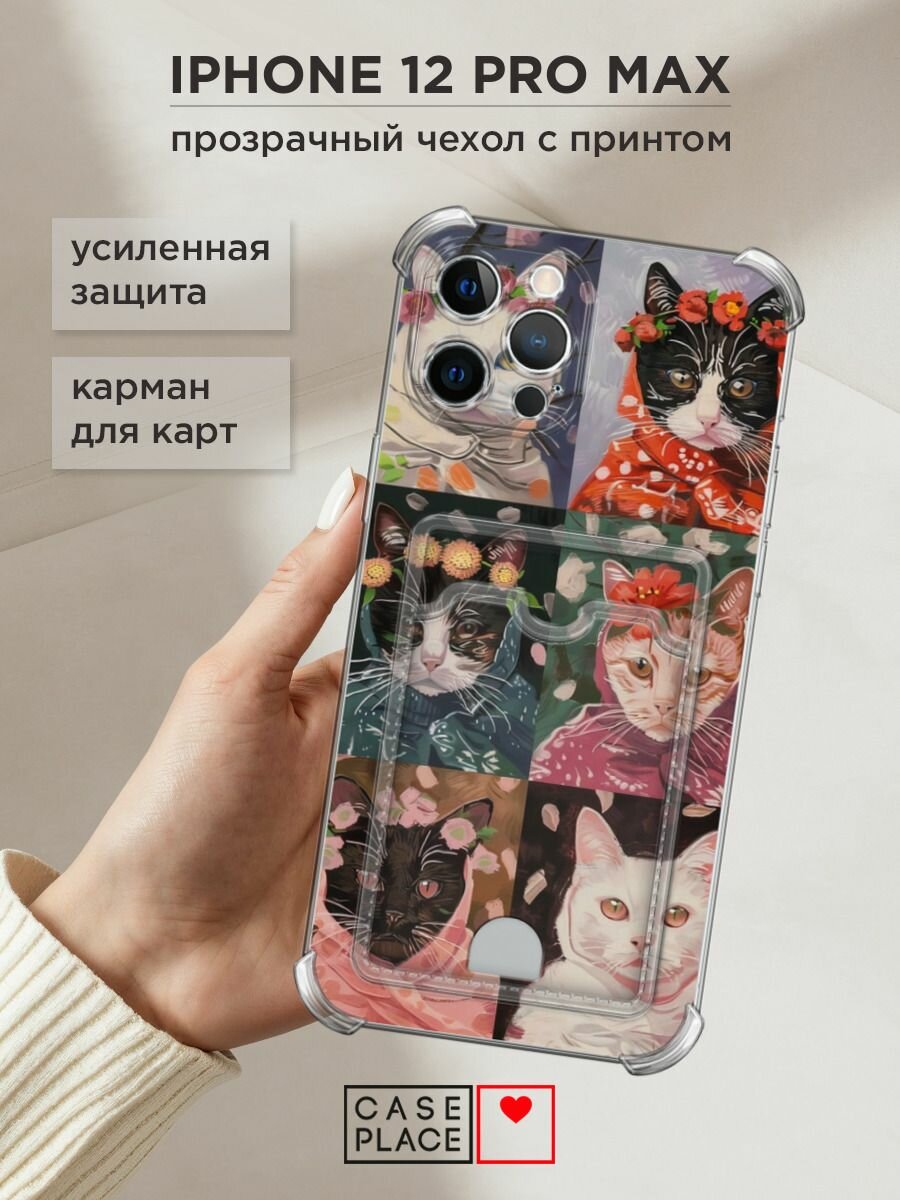 Чехол на Apple iPhone 12 Pro Max (Айфон 12 Про Макс) с картой и принтом "Котобабушки"
