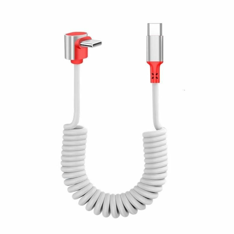 Термостойкий кабель для зарядки USB-C, 100W, гибкий наконечник, Белый и красный стиль