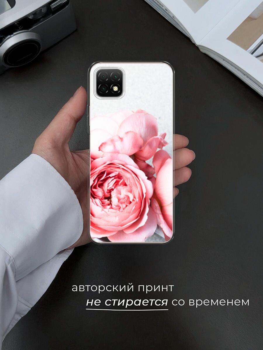 Силиконовый чехол на Wiko T3 / Вико Т3 с принтом "Пионы на белом" — фото 1