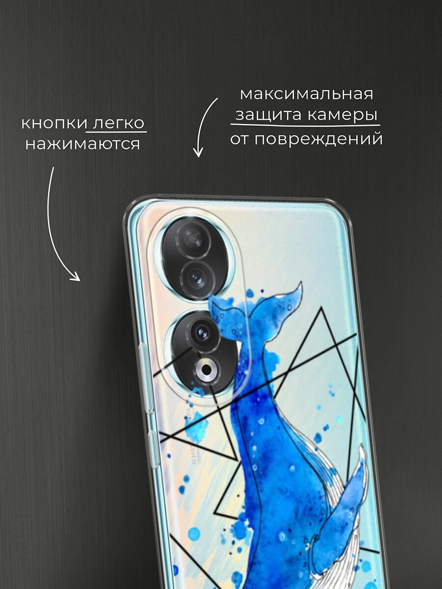 Чехол на Honor 90 / Хонор 90 с принтом "Кит графика", прозрачный — фото 1