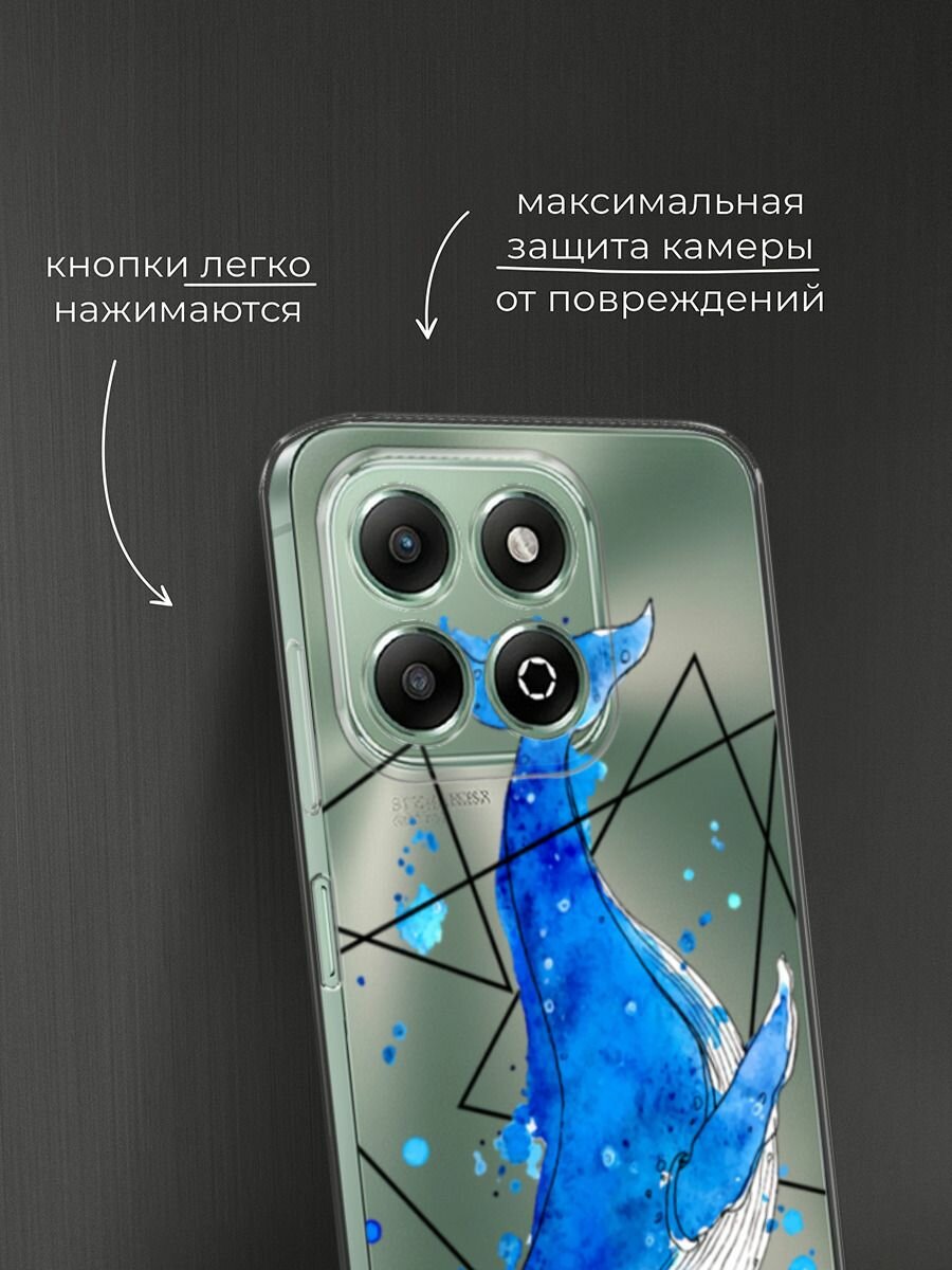 Чехол на Honor X6b / Хонор X6b с принтом "Кит графика", прозрачный — фото 1