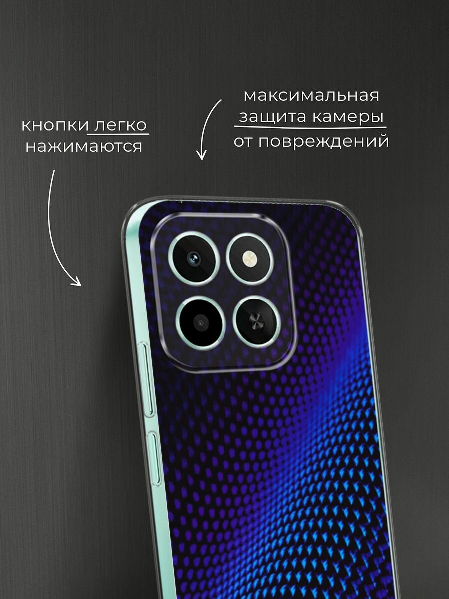 Силиконовый чехол на Honor X6c / Хонор X6c с принтом "Синий карбон" — фото 1