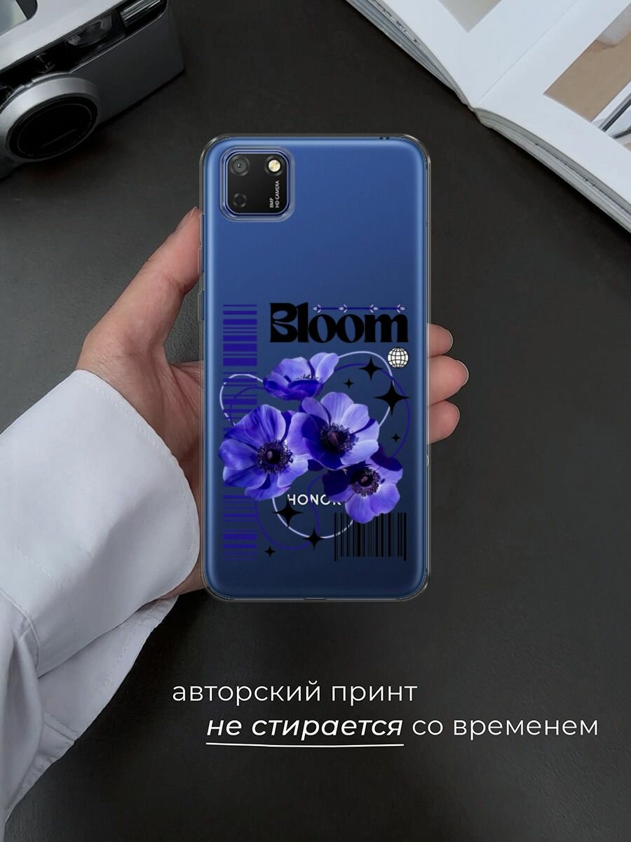 Чехол на Honor 9S/Huawei Y5p / Хонор 9S/Хуавей Y5p с принтом "Завораживающие анемоны", прозрачный — фото 1