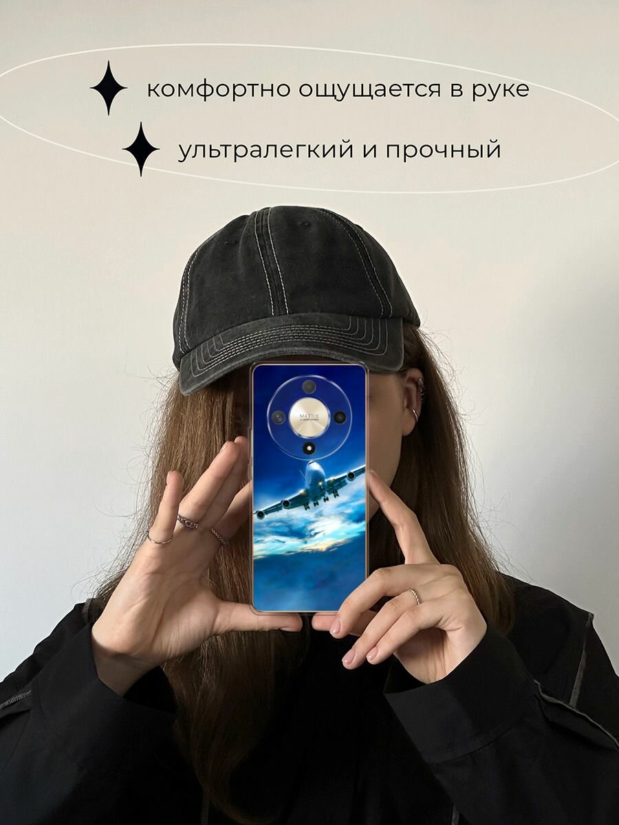 Силиконовый чехол на Honor X9b / Хонор X9B с принтом "Самолет в небе" — фото 1