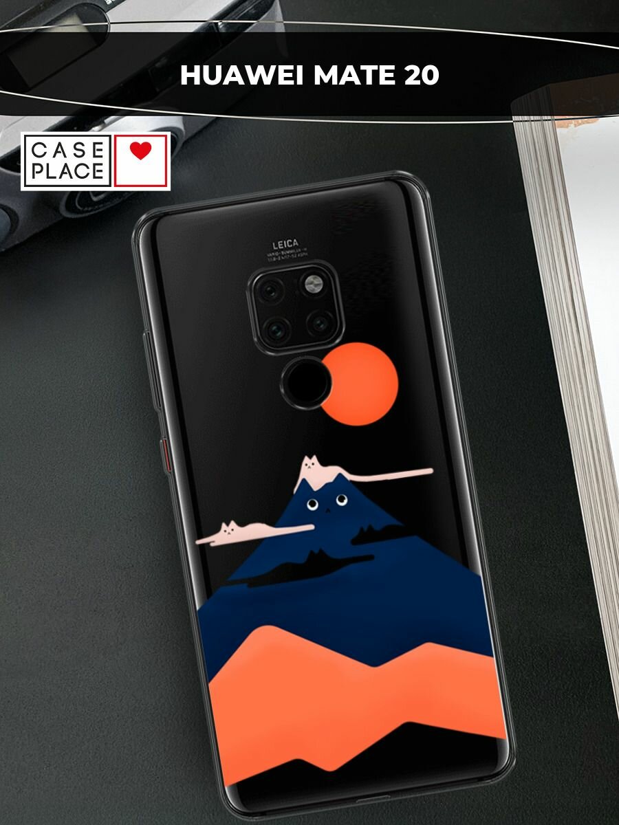 Чехол на Huawei Mate 20 / Хуавей Мате 20 с принтом "Кот-гора", прозрачный
